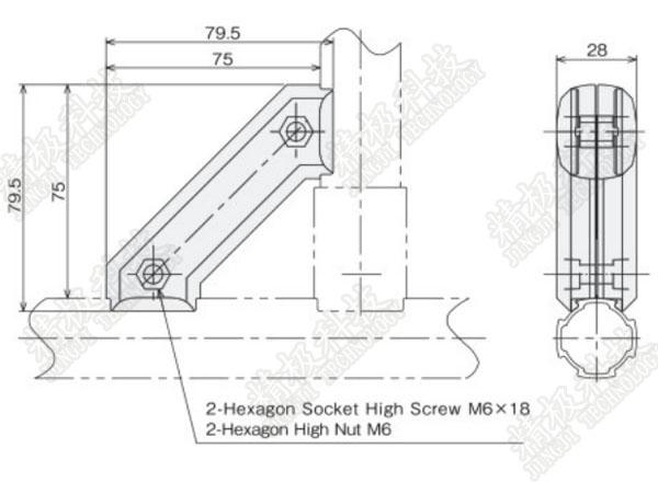 45 Degree Double Side Aluminum Tubing Joints AL - 4 Diagonal Brace Pipe ...