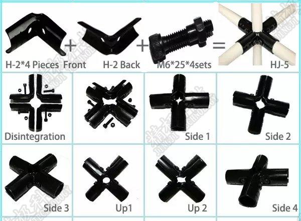 5-Way T Metal Joints Flexible Tubing fittng For Dia 28mm Pipe Joint ...