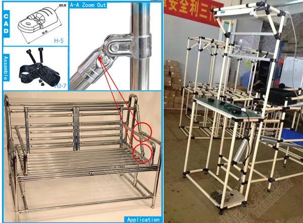 180 Degree Rotation Lean Steel Pipe Joints Fixed Line Bar Flexible Pipe ...