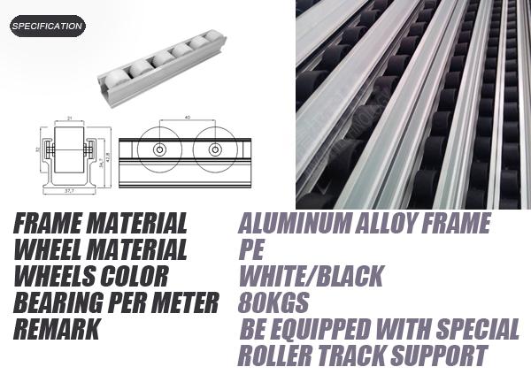 Aluminum Roller Track Flow Rail Roller Gravity Conveyor With PE Rollers 40A