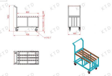SUS304 PE Square Tube Transport Trolley with 200kg Load Capacity